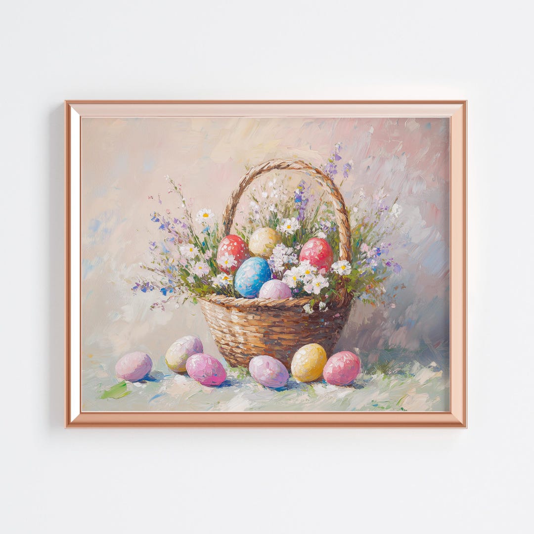 Easter Wall Art, Easter Eggs Downloadable, Vintage Oil Painting ...