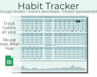 Habit Tracker Excel Spreadsheet - Etsy