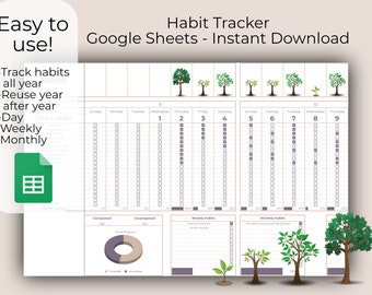 Habit Tracker Excel Spreadsheet - Etsy