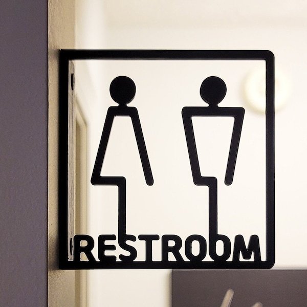Luxury Black With Gold Edge Matt Surface Metal Washroom Sign, Bathroom ...