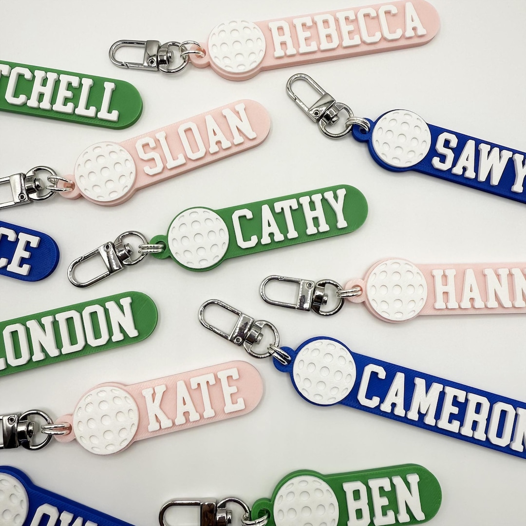 Colored Golf Ball Personalized Keychain / Keyring / Bag Tag / Name Tag ...