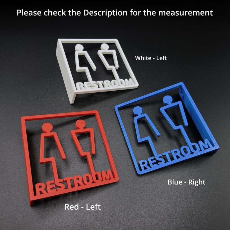 Restroom Wall Sign 3D Printed Plastic - Etsy