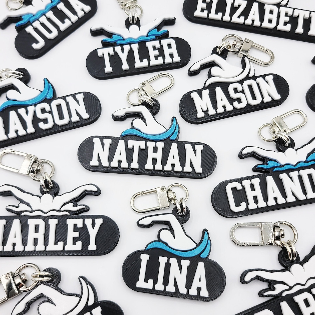 Swimming Swimmer Swim Personalized Keychain / Keyring / Bag Tag / Name ...