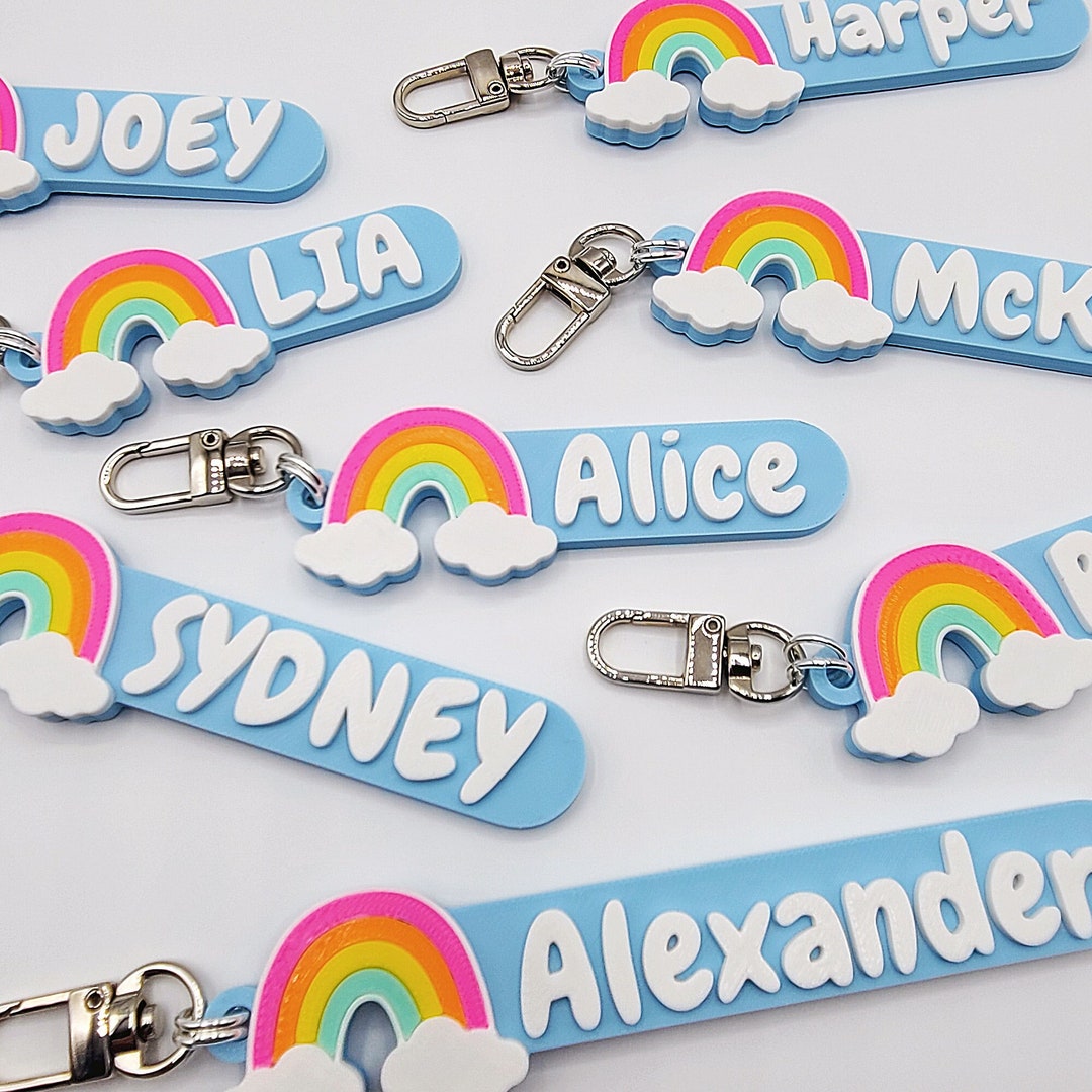 Rainbow Personalized Keychain / Keyring / Bag Charm / Name Tag - 3D ...