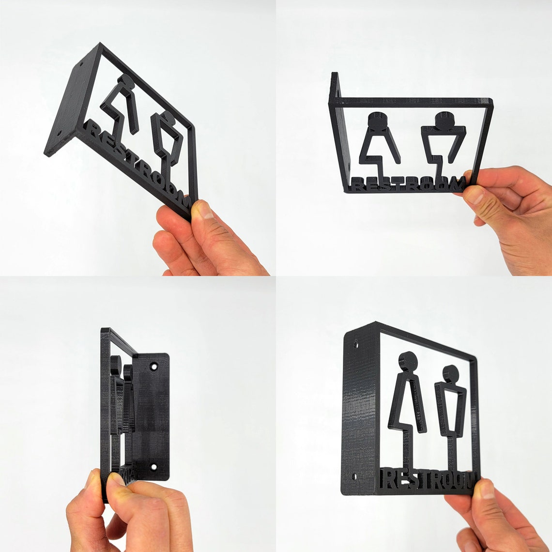 Restroom Wall Sign 3D Printed Plastic - Etsy