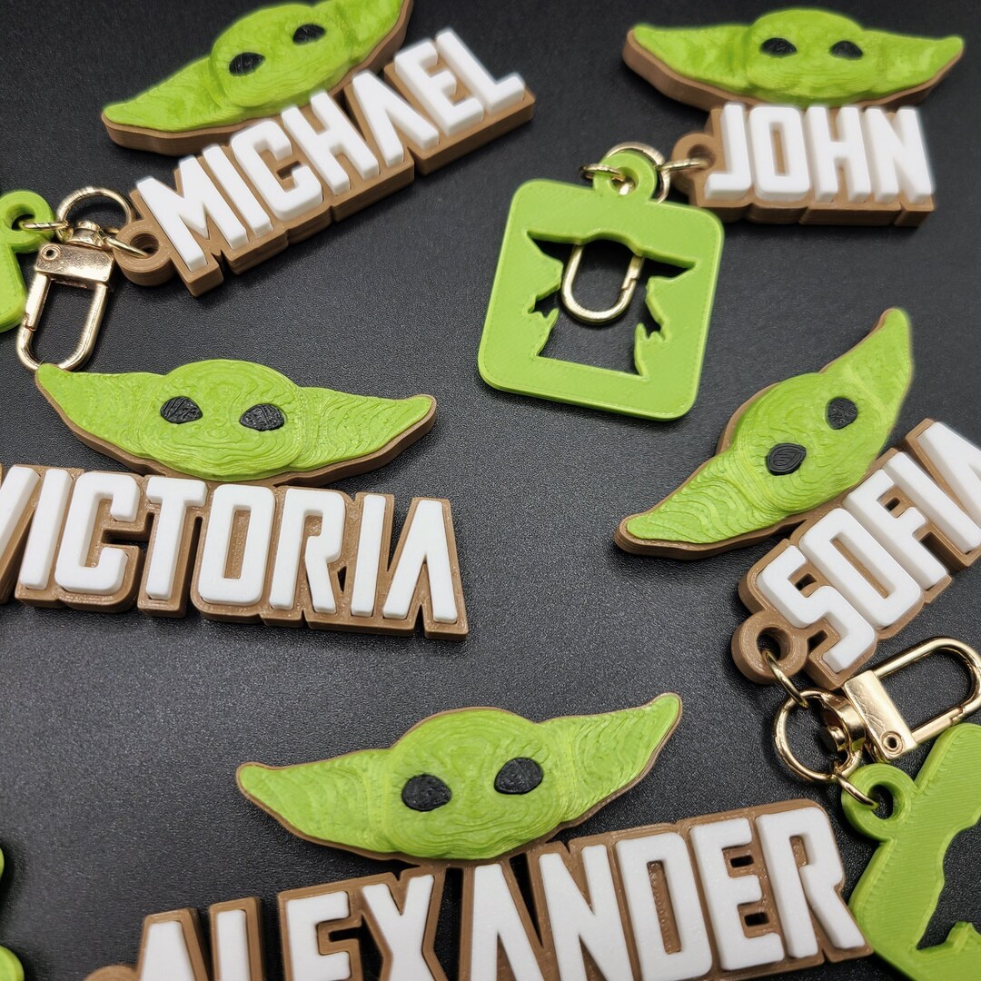 Personalized Baby Yoda Keychain / Keyring / Bag Charm / Name Tag - 3D ...