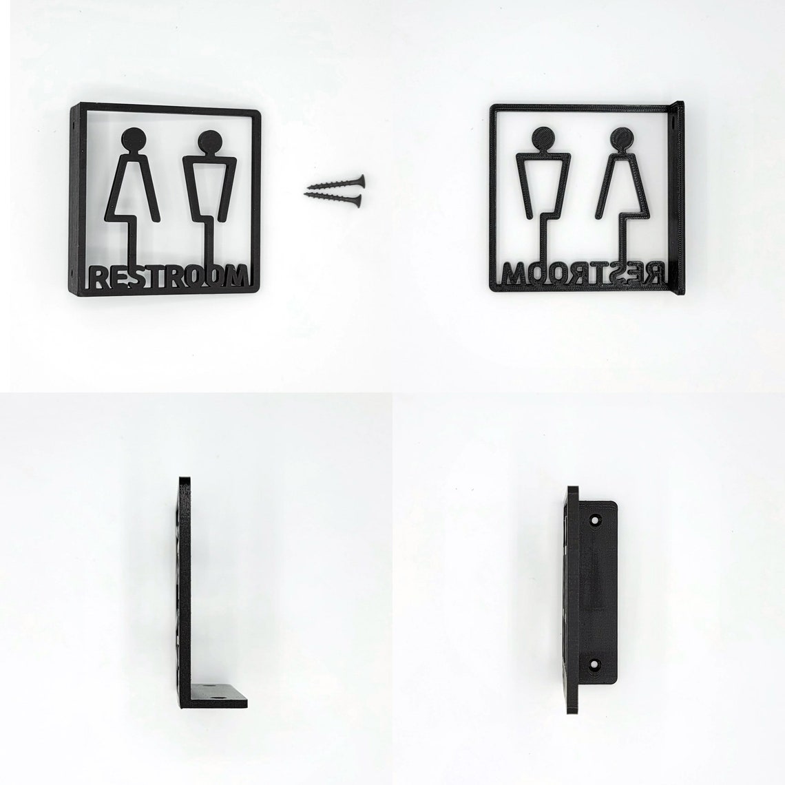 Restroom Wall Sign 3D Printed Plastic - Etsy