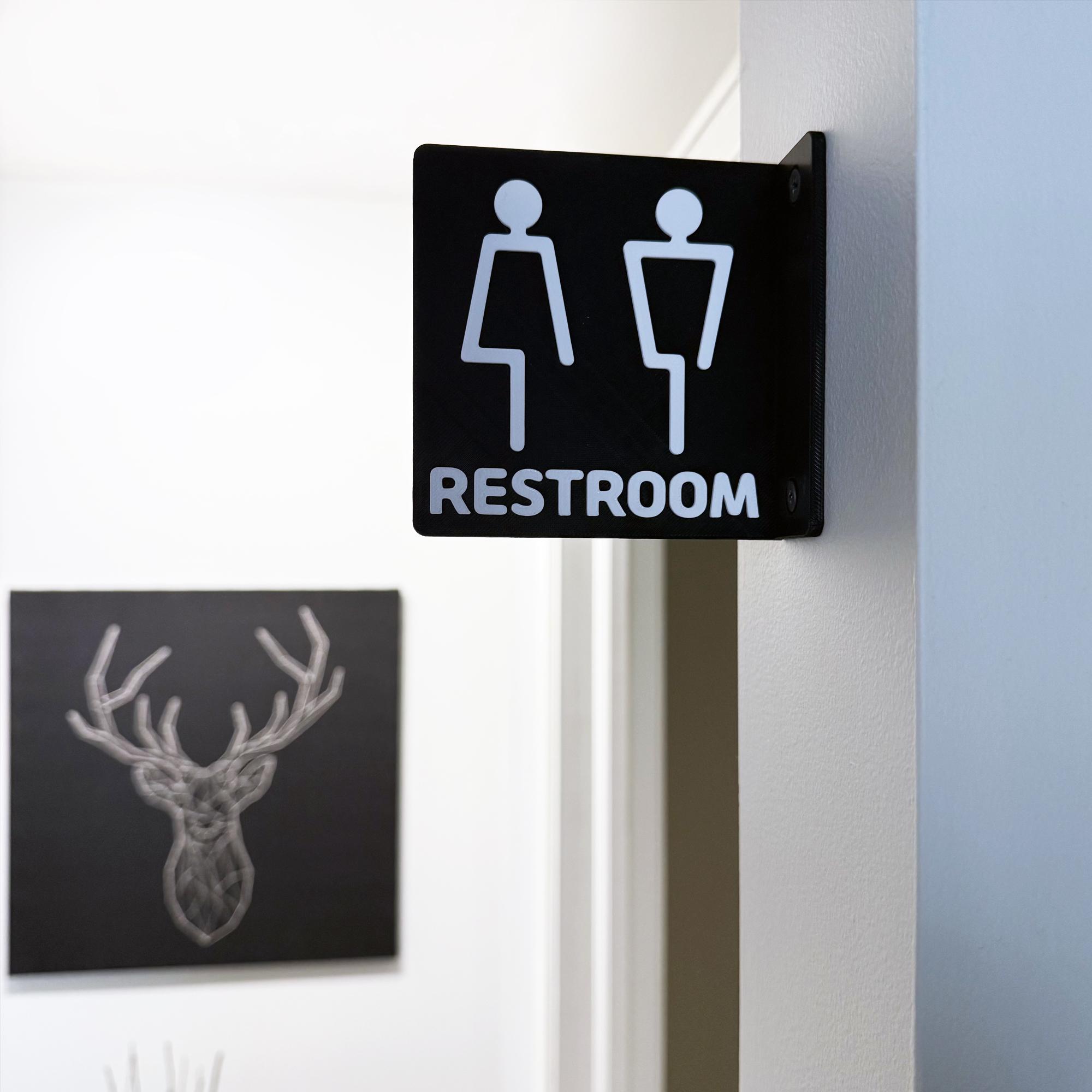 Restroom 2 Wall Sign 3D Printed Hard Plastic - Etsy