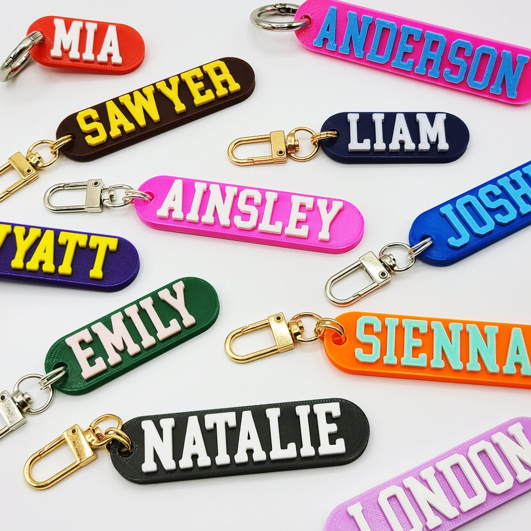 Personalized Name Keychain | Custom 3D Printed Bag Tag, Backpack Charm ...