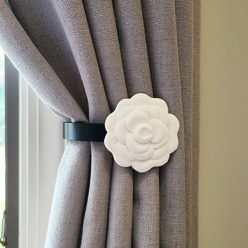 3D Printed Camellia Curtain Tiebacks, Flower Holdbacks (set of Left and ...