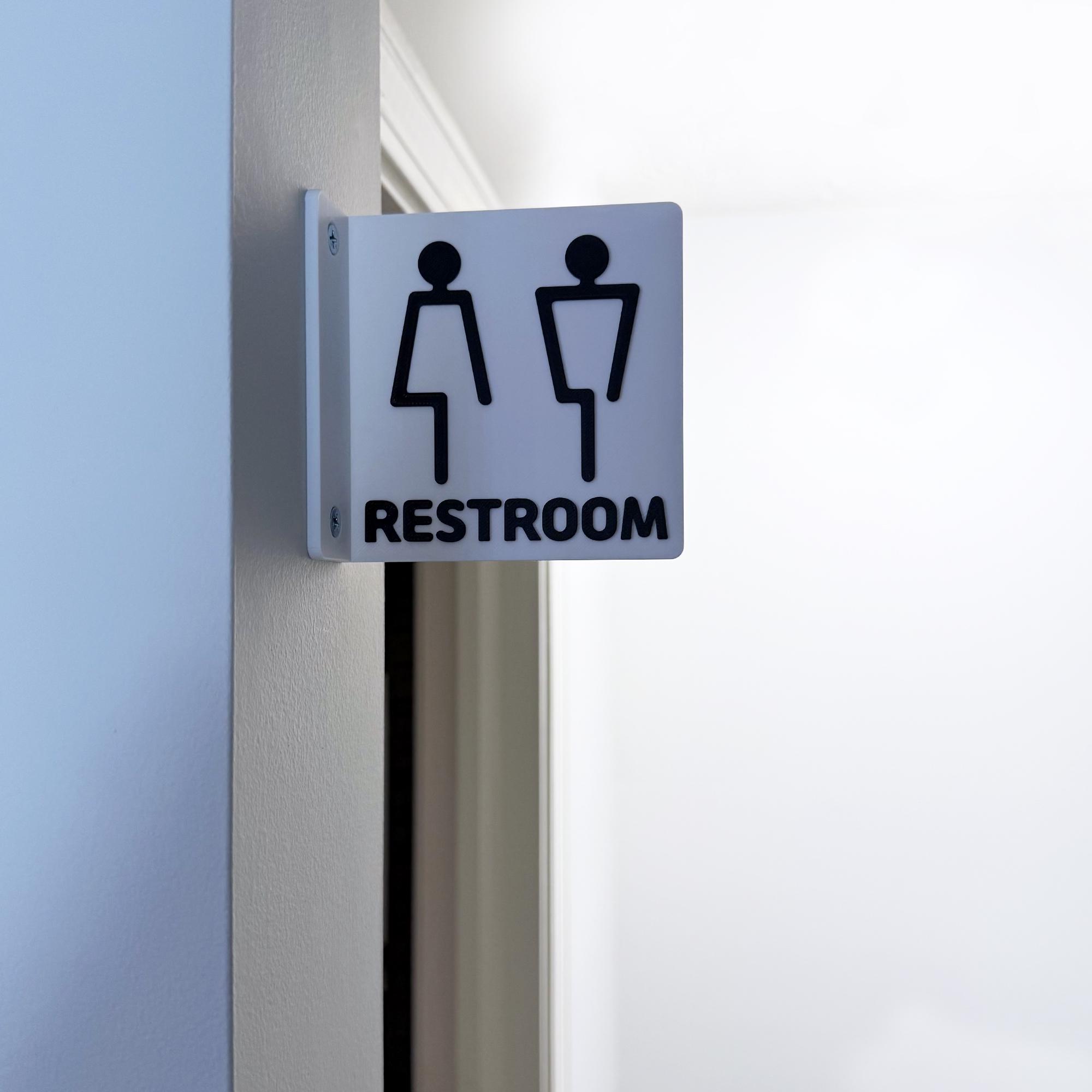 Restroom 2 Wall Sign 3D Printed Hard Plastic - Etsy