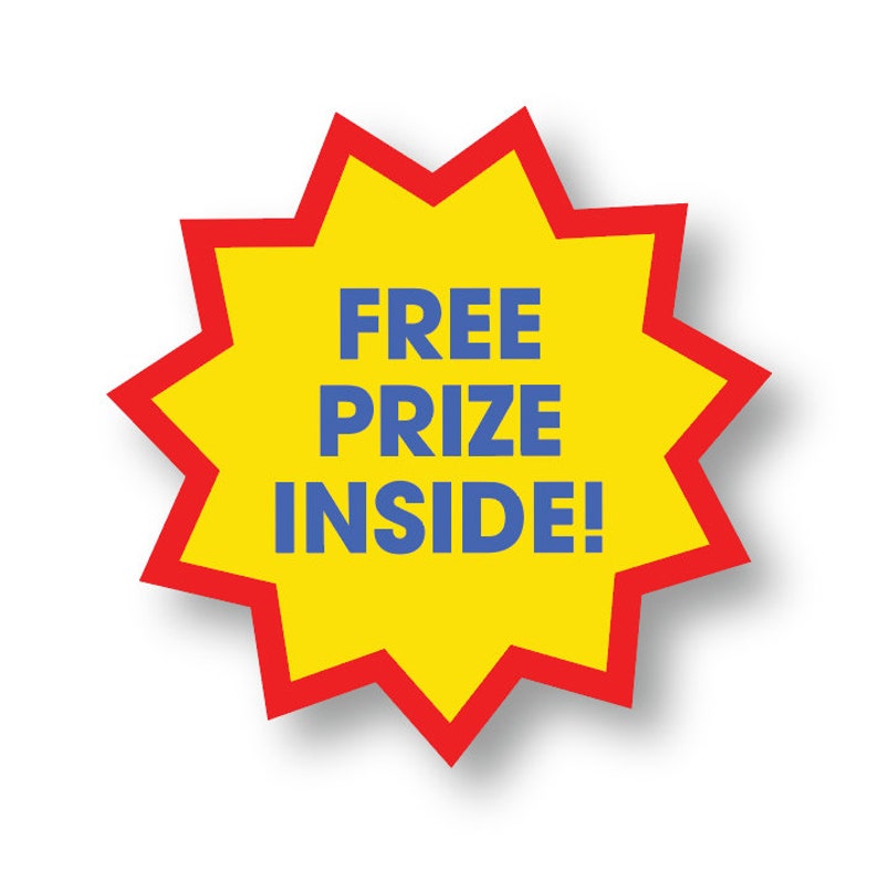 Prize Inside Sticker | Free Shipping to the US - Etsy