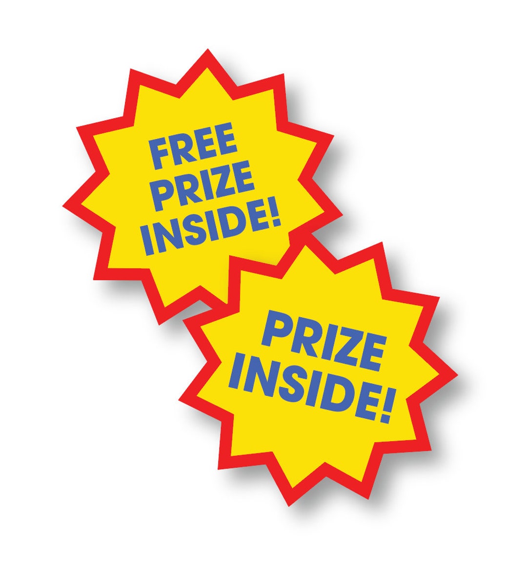Prize Inside Sticker | Free Shipping to the US - Etsy