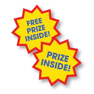 Prize Inside Sticker | Free Shipping to the US - Etsy