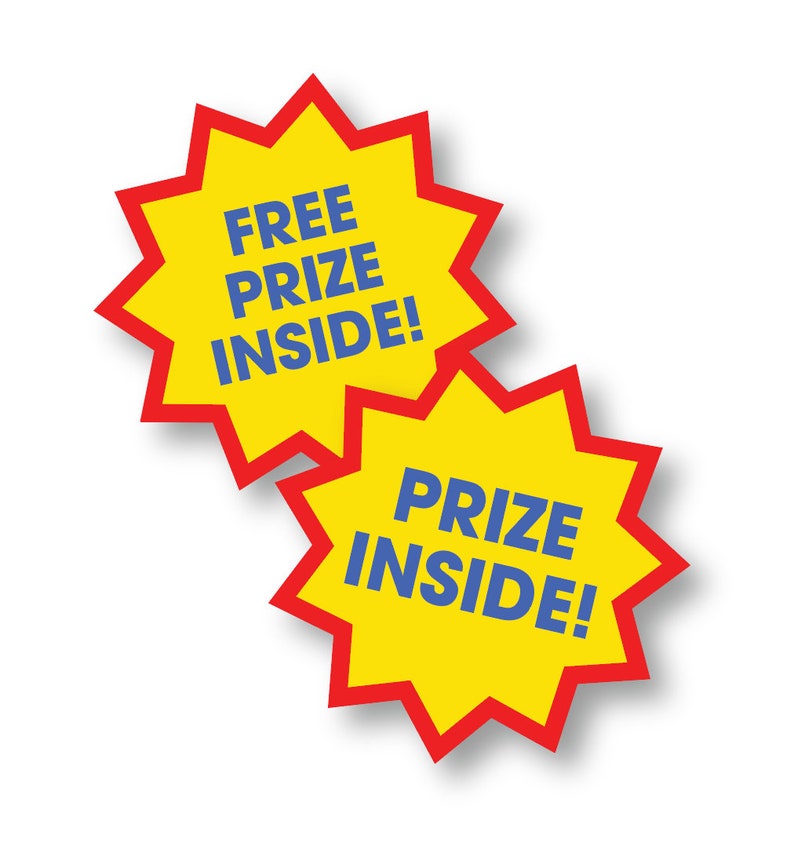 Prize Inside Sticker | Free Shipping to the US - Etsy