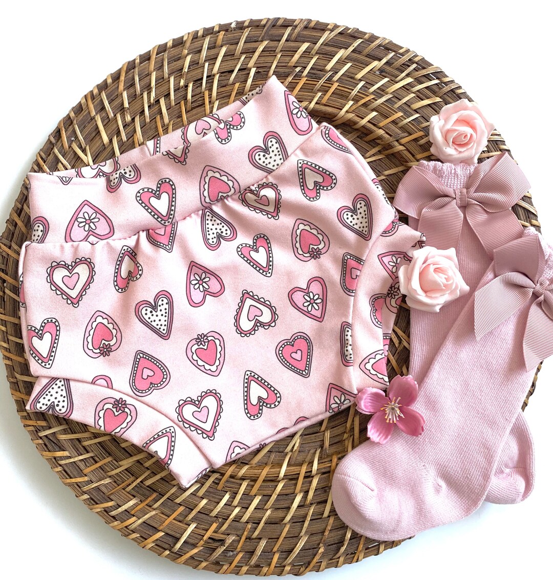 Pink Hearts Bummies, Girls Bloomers, Boho Heart Bummies - Etsy