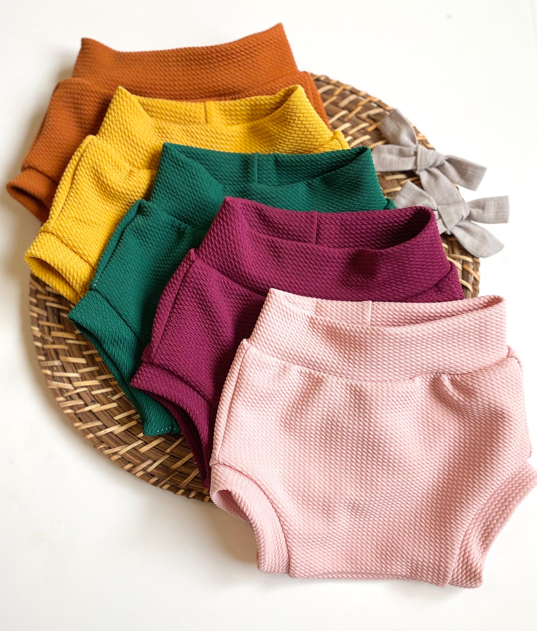 Baby and Toddler Girl Fall Color Solid Bummies Pink Green - Etsy