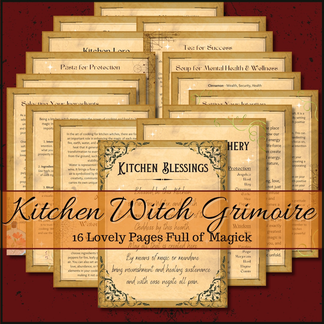 Kitchen Witch Grimoire Printable, Green Witch Grimoire Pages for ...