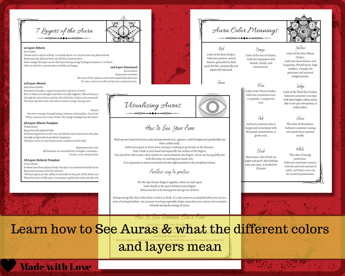Aura Guide Book of Shadows Grimoire Pages - Etsy