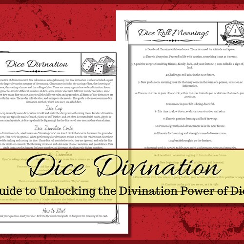 Dice Divination Astragalomancy Book of Shadows Printable - Etsy