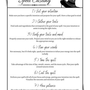 Spell Basics Cheat Sheet Kit. Printable Wicca Downloadable Grimoire - Etsy