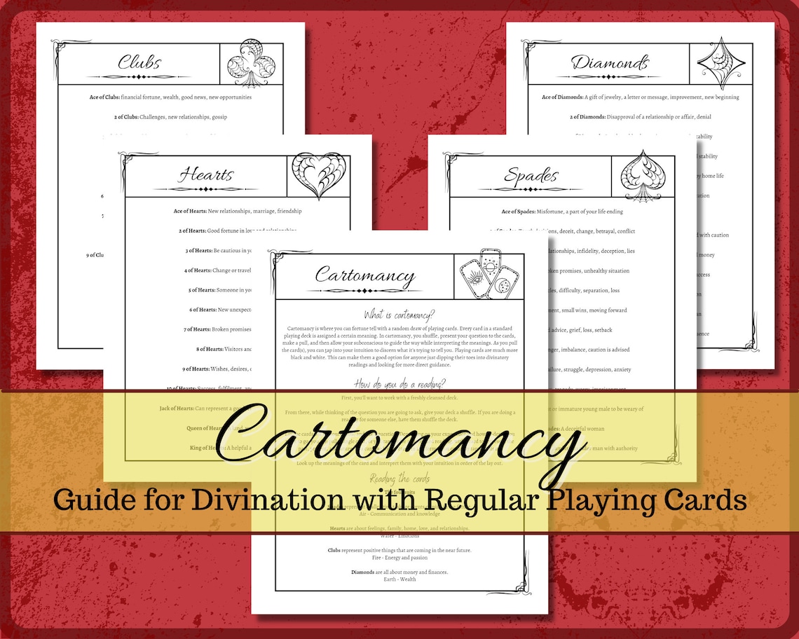 Playing Card Divination Cartomancy Guide - Etsy