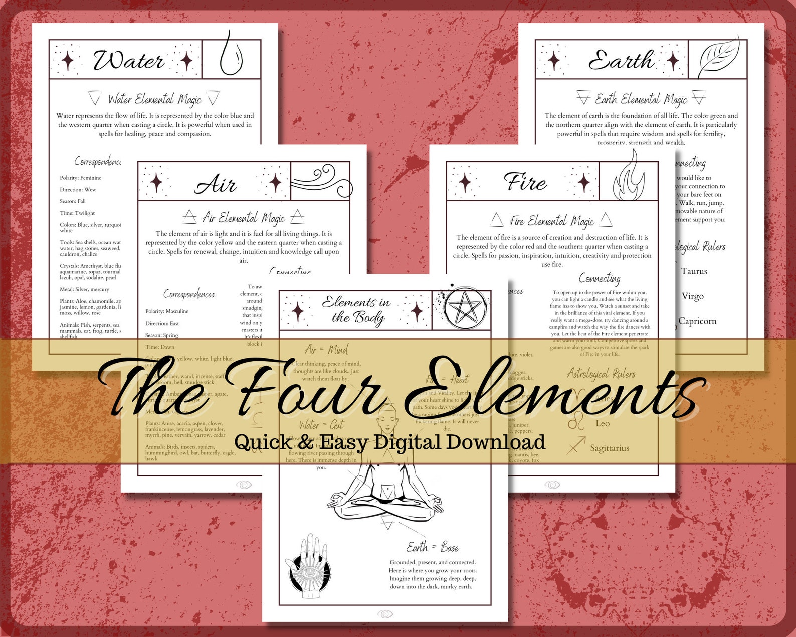 The Four Elements Book of Shadows Digital Grimoire Pages - Etsy