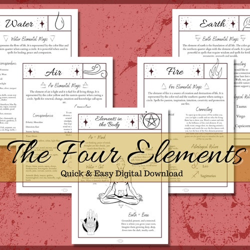 The Four Elements Book of Shadows Digital Grimoire Pages | Etsy