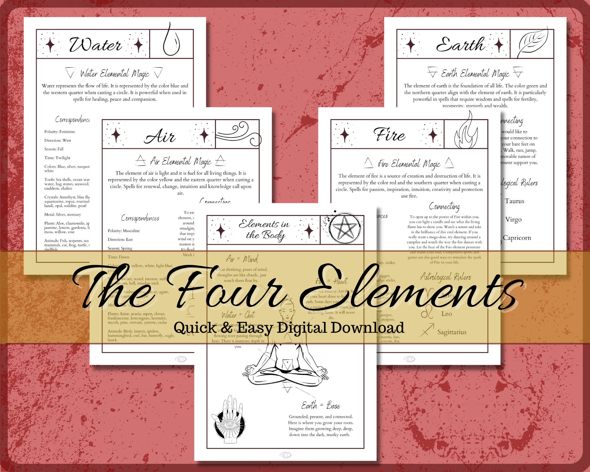 The Four Elements Book of Shadows Digital Grimoire Pages - Etsy