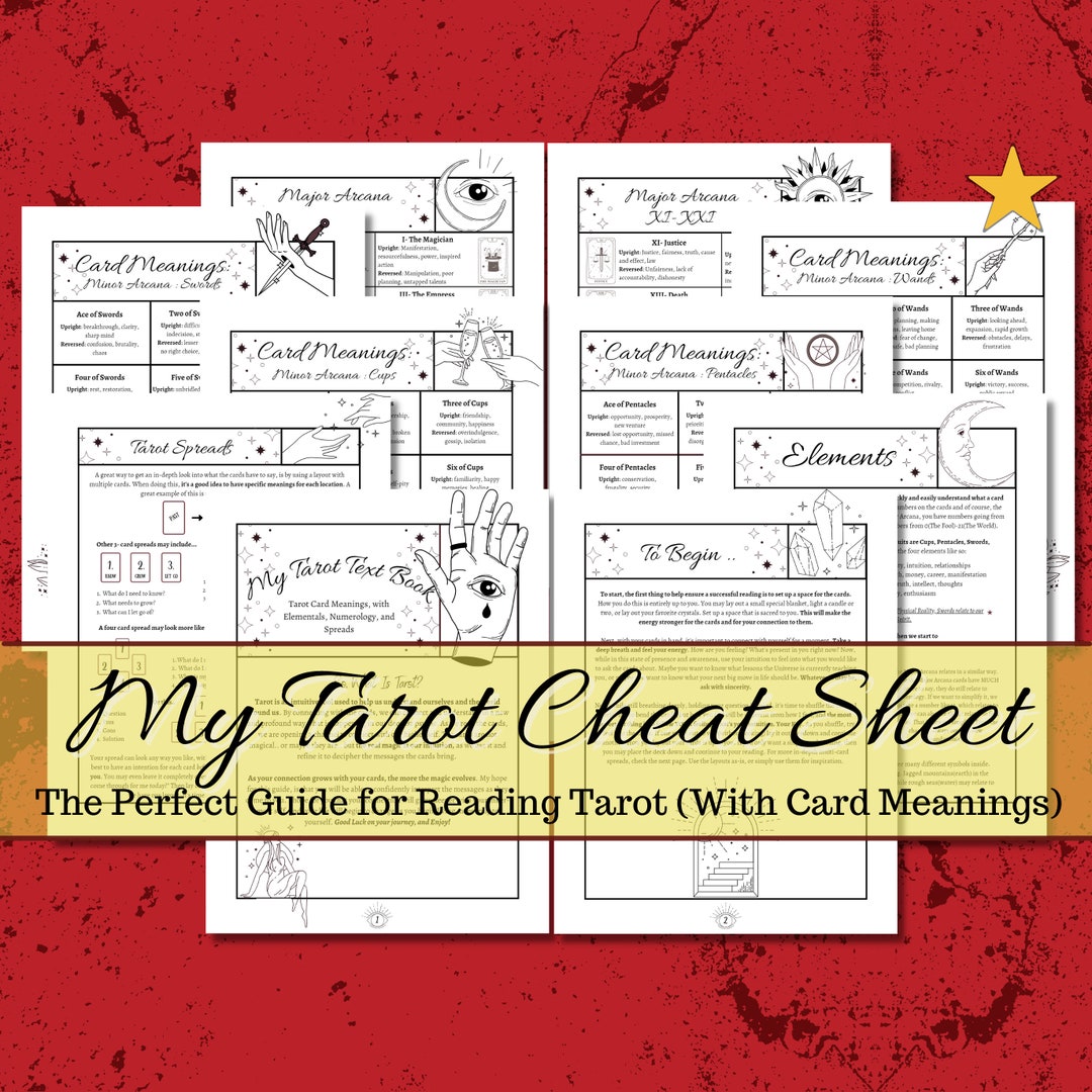 Complete Tarot Cheat Sheet With Meanings and Instructions, Elements ...