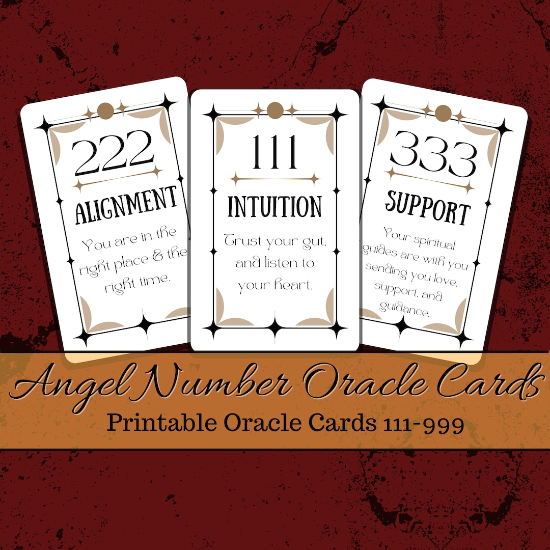 Angel Number Oracle Cards 111-999 Printable PDF Download~ Connect With ...
