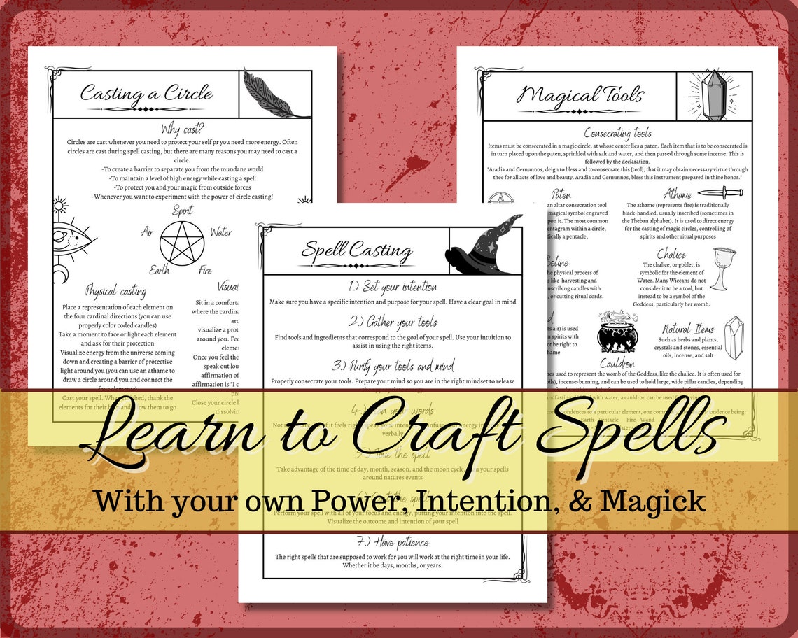 Spell Basics Cheat Sheet Kit. Printable Wicca Downloadable Grimoire - Etsy