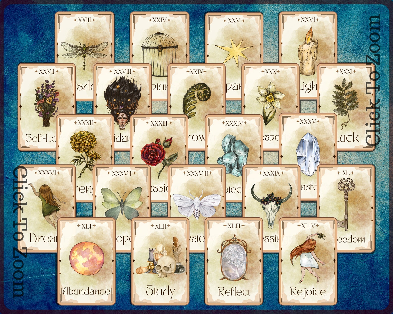 Mystic Fortune Oracle Deck~ 44 Oracle Cards~ Full Printable Deck W ...