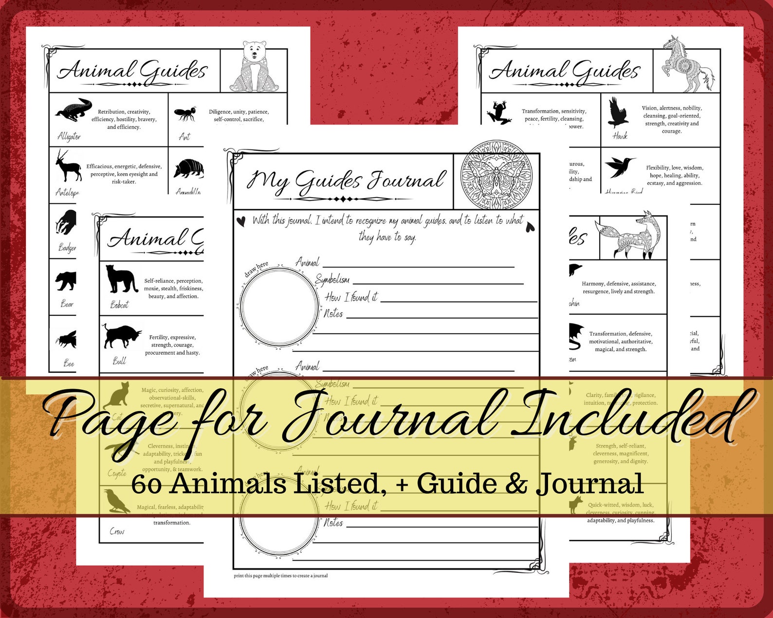 Spirit Animal Guide Grimoire Book of Shadows Printable Pages - Etsy
