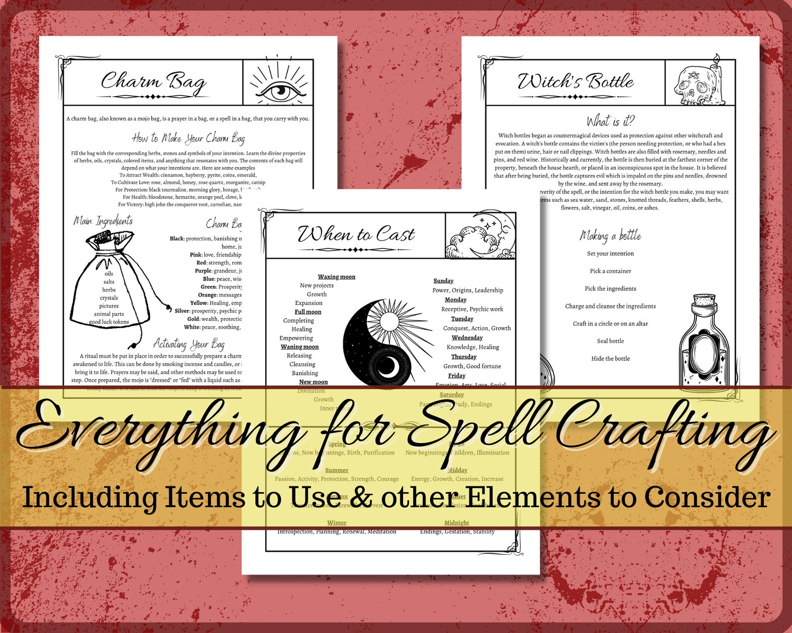 Spell Basics Cheat Sheet Kit. Printable Wicca Downloadable Grimoire - Etsy