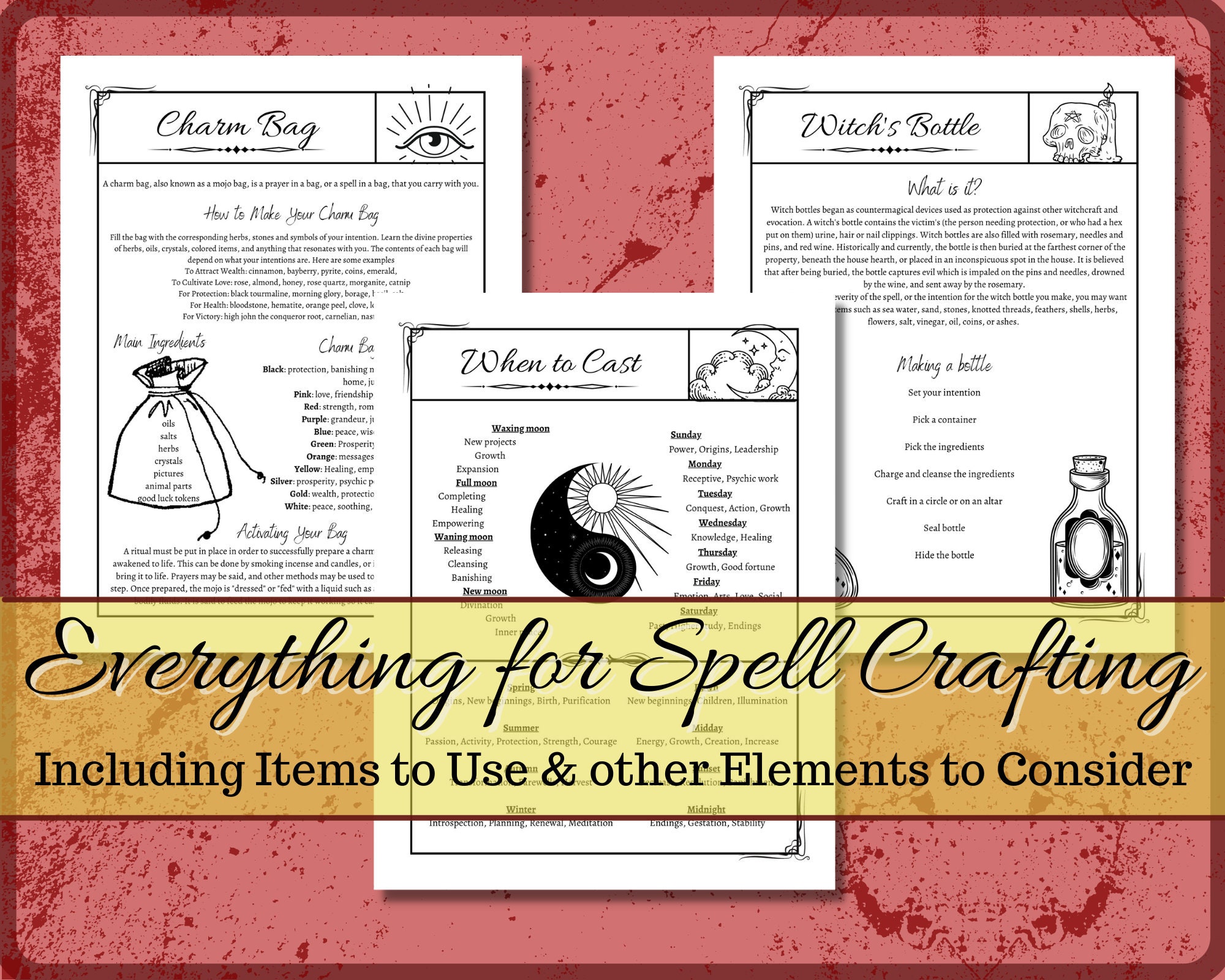 Spell Basics Cheat Sheet Kit. Printable Wicca Downloadable - Etsy