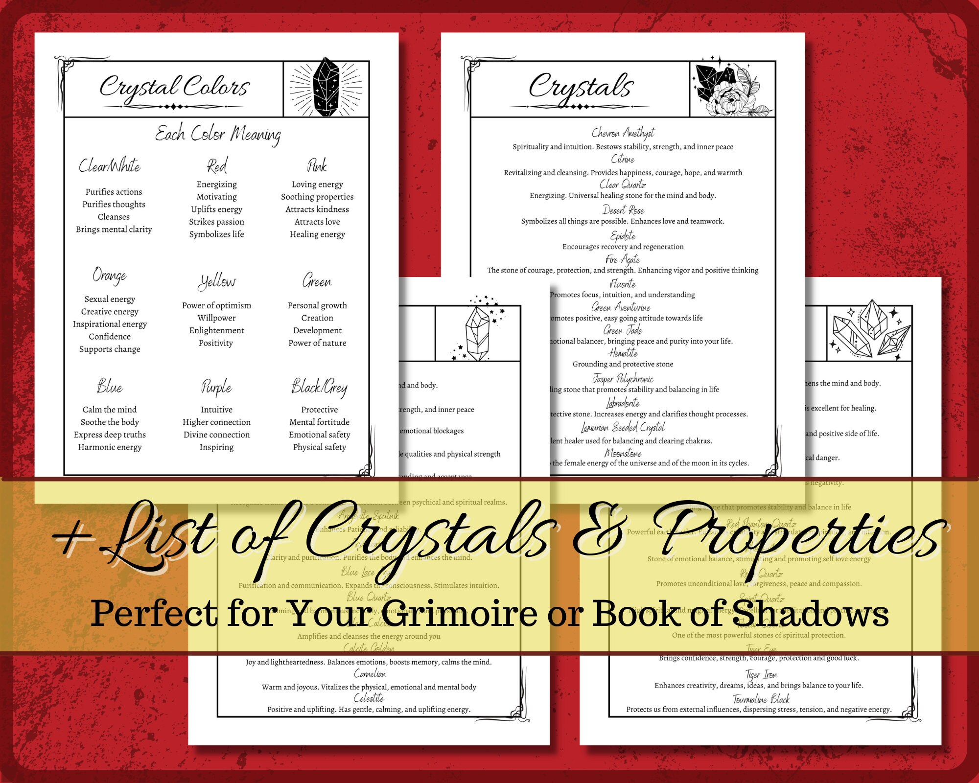 Crystals Guide Grimoire Pages for Any Book of Shadows - Etsy Australia