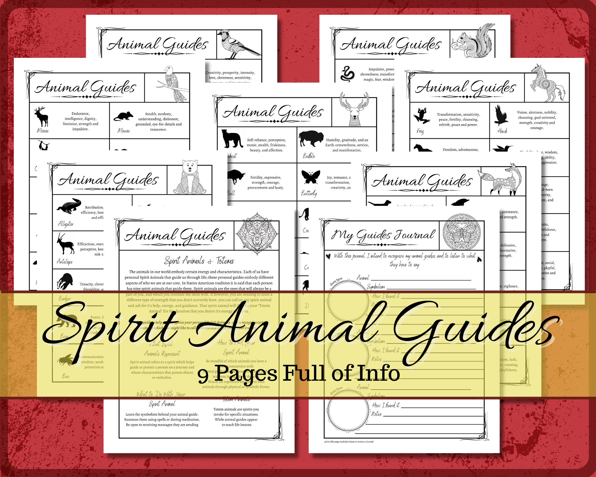 Spirit Animal Guide Grimoire Book of Shadows Printable Pages - Etsy