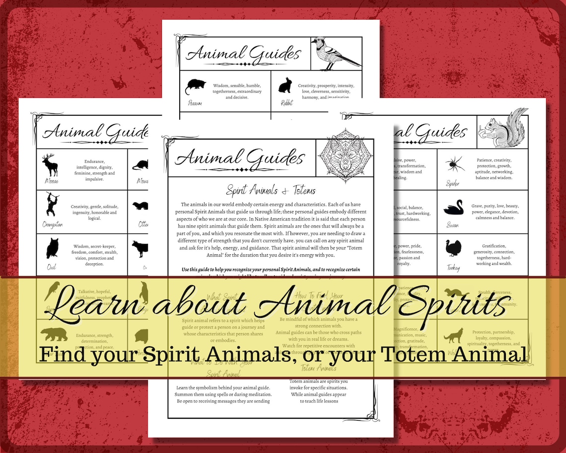 Spirit Animal Guide Grimoire Book of Shadows Printable Pages - Etsy