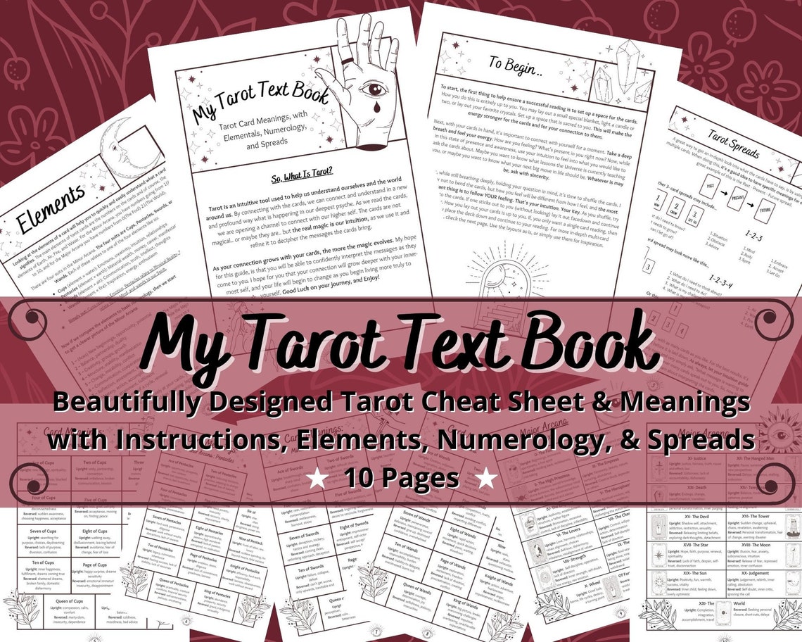 Complete Tarot Cheat Sheet with meanings and instructions | Etsy