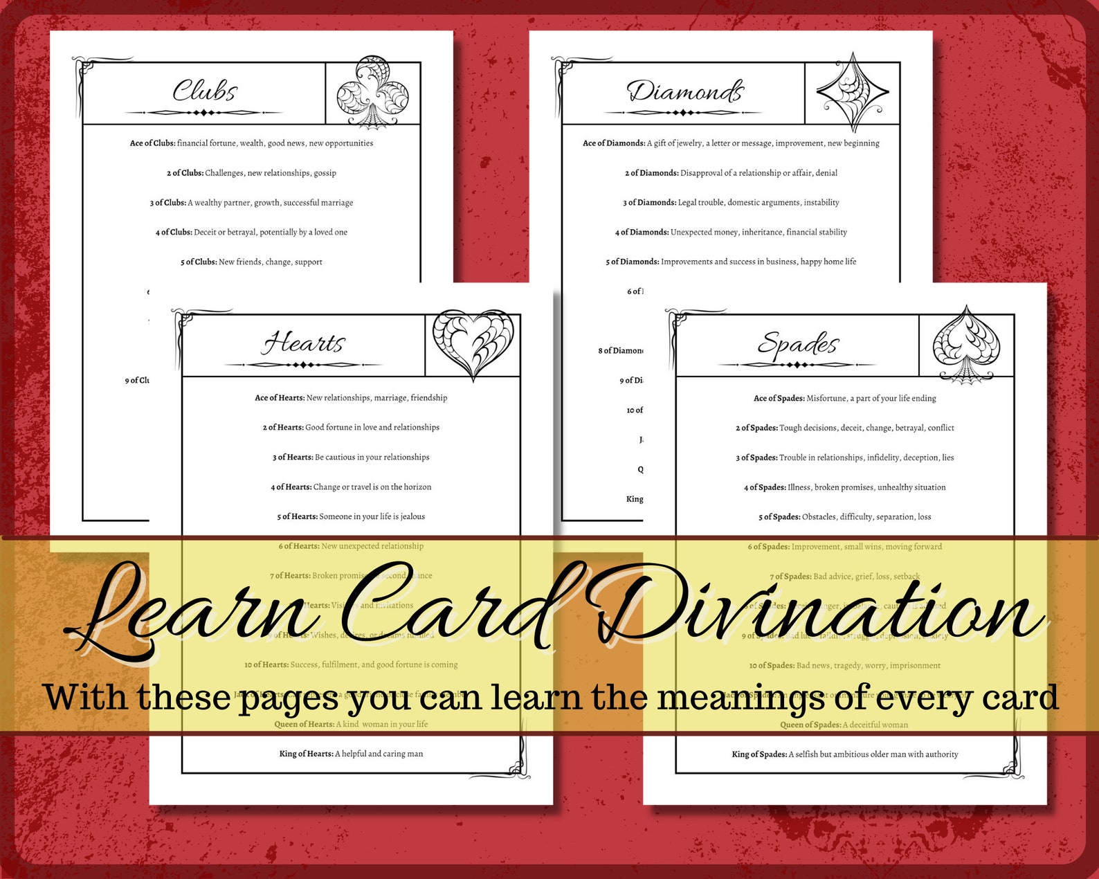 Playing Card Divination Cartomancy Guide - Etsy