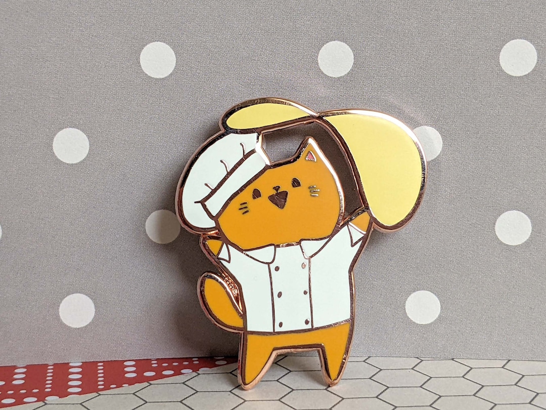The Pizza Thrower - 2 Inch Hard Enamel Pin Cute Chef Cat - Etsy