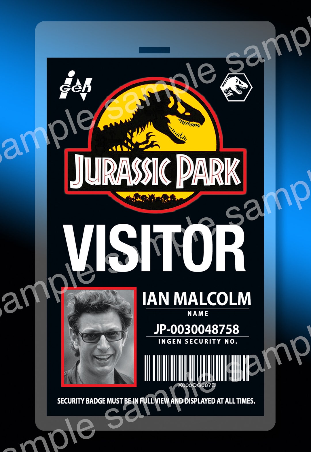 Jurassic Park Ian Malcolm Visitor ID Replica 3 X 5 - Etsy