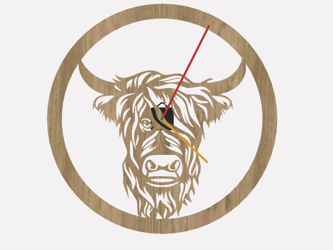 Highland Cow Clock DXF File Type for CNC Plasma, Laser, Waterjet ...