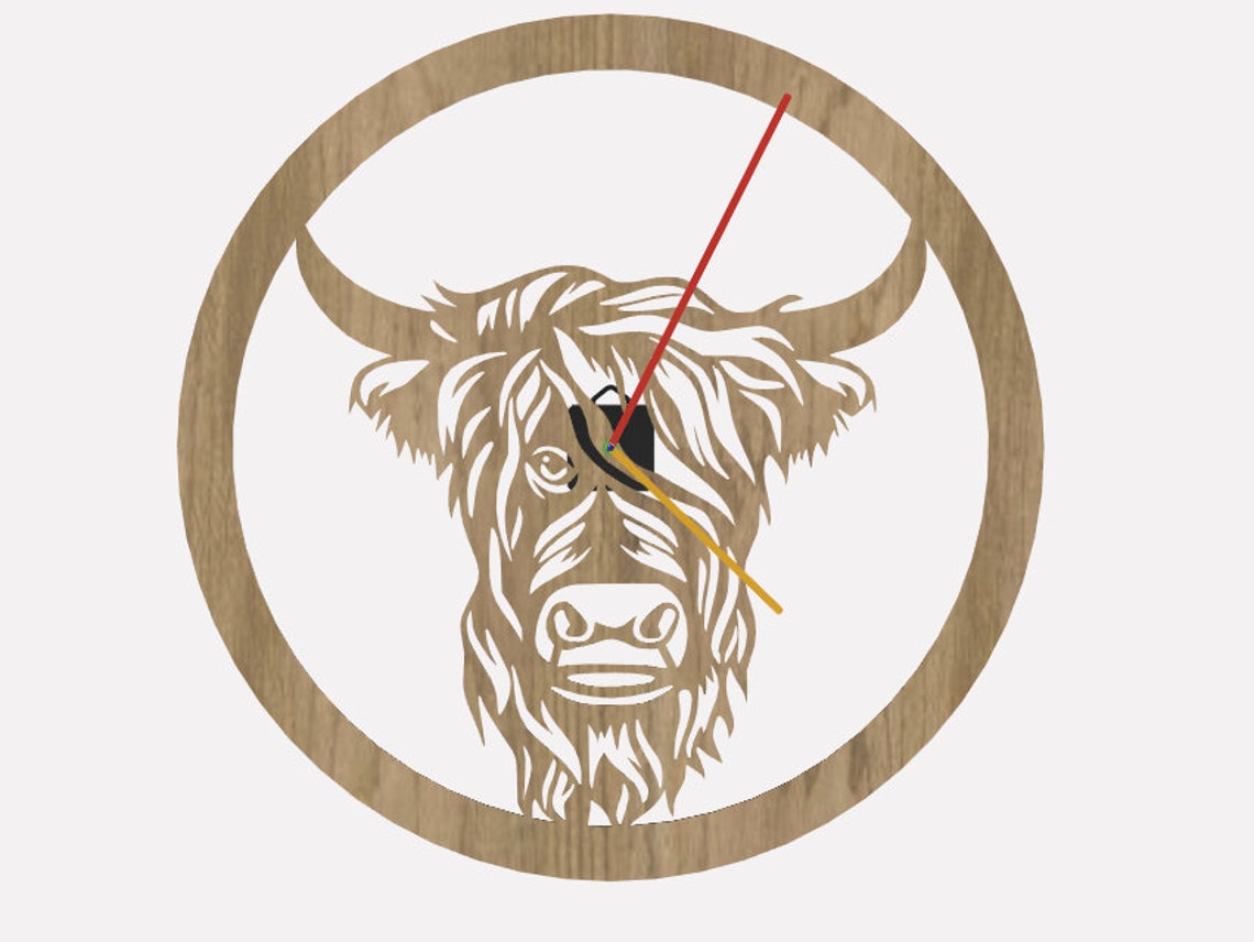 Highland Cow Clock DXF File Type for CNC Plasma, Laser, Waterjet ...