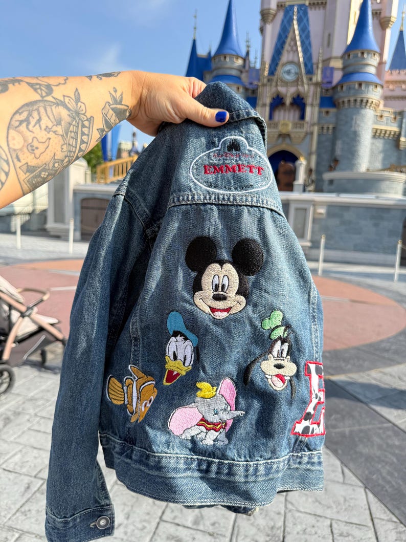 Custom Embroidered Denim Jacket: Mickey Mouse & Friends - Etsy