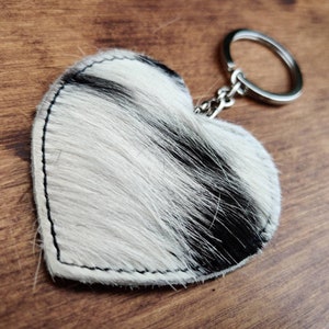 Handmade Genuine Cowhide Heart Shaped Key Ring / Key Chain / Bag Charm ...