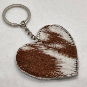 Handmade Genuine Cowhide Heart Shaped Key Ring / Key Chain / Bag Charm ...
