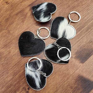 Handmade Genuine Cowhide Heart Shaped Key Ring / Key Chain / Bag Charm ...