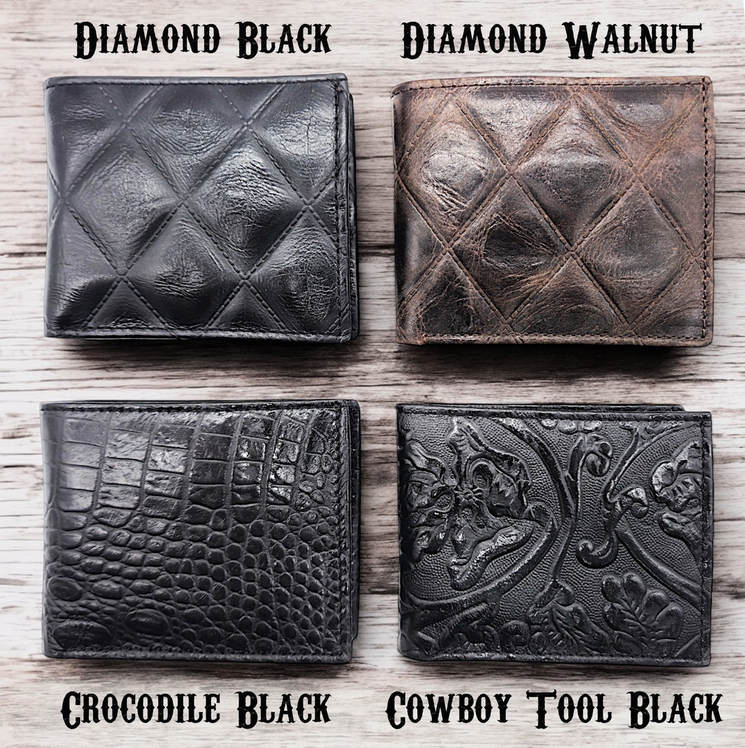Genuine Leather Embossed Vintage Bi-fold Wallets - Available in 4 ...